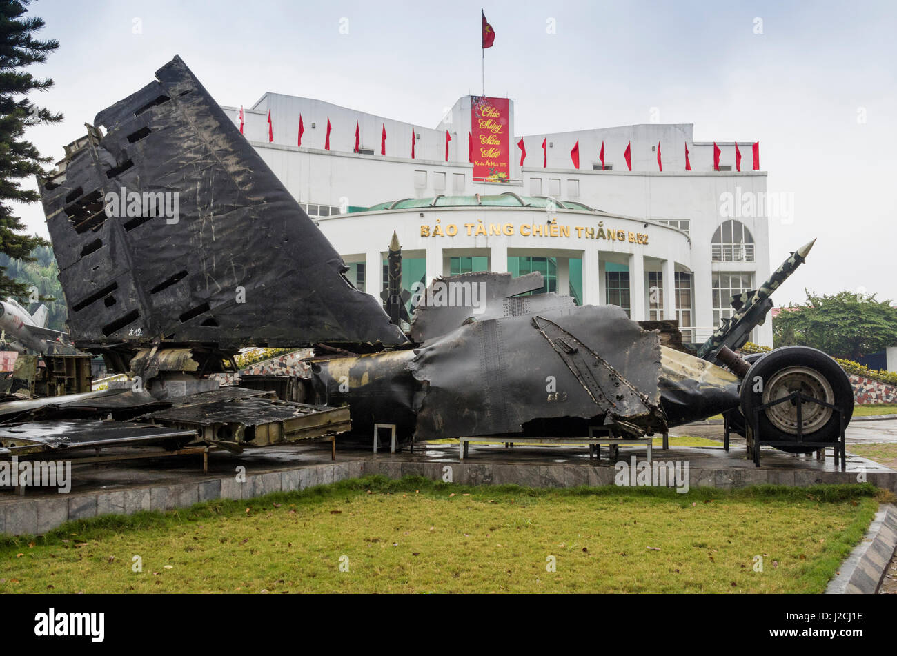 Vietnam, Hanoi. B-52 Victory Museum, exterior with wreck of US Air Force B-52 bomber Stock Photo ...