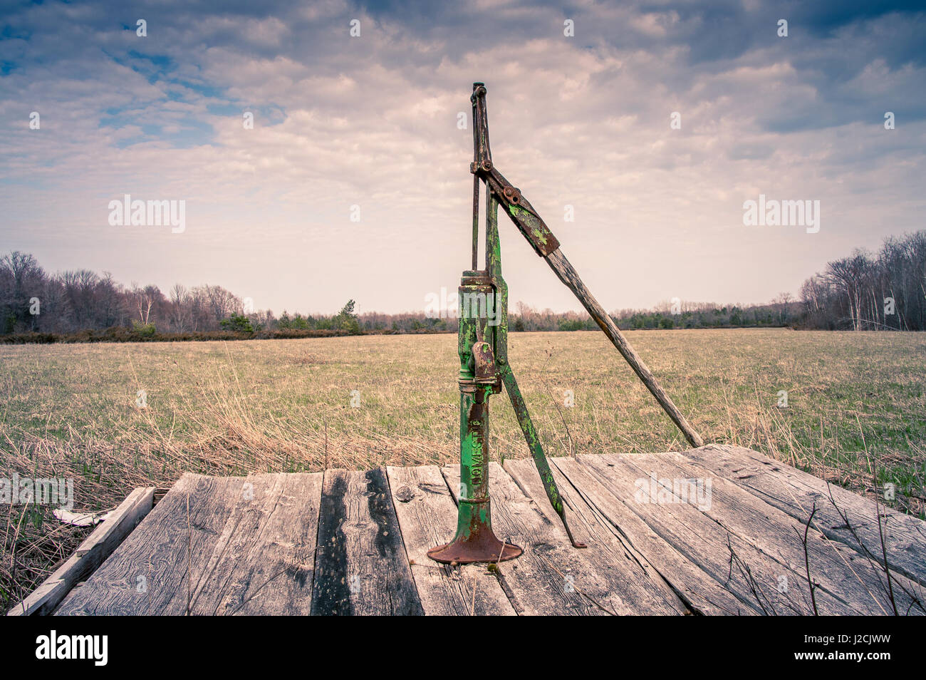 Well Water Hand Pump in Barnyard in Rural Ontario, Canada Stock Photo ...