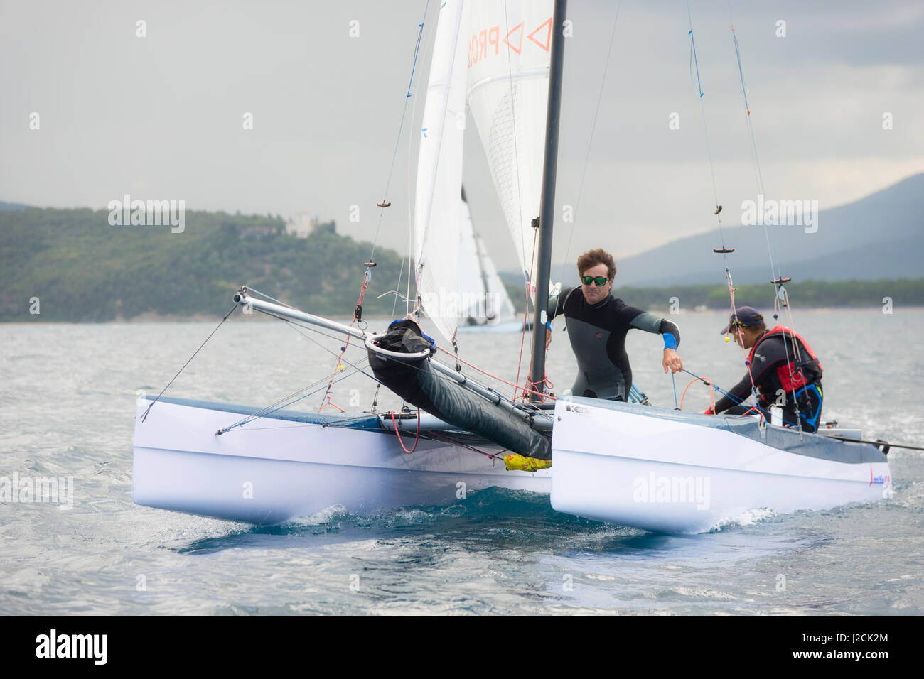 PUNTA ALA - 3 JUNE: teams sailing on Formula 18 national catamaran race ...