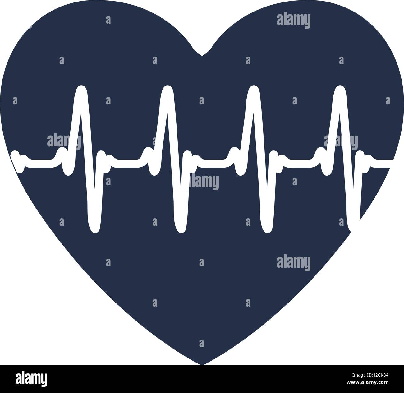 white background with dark blue icon of heartbeat Stock Vector Image ...