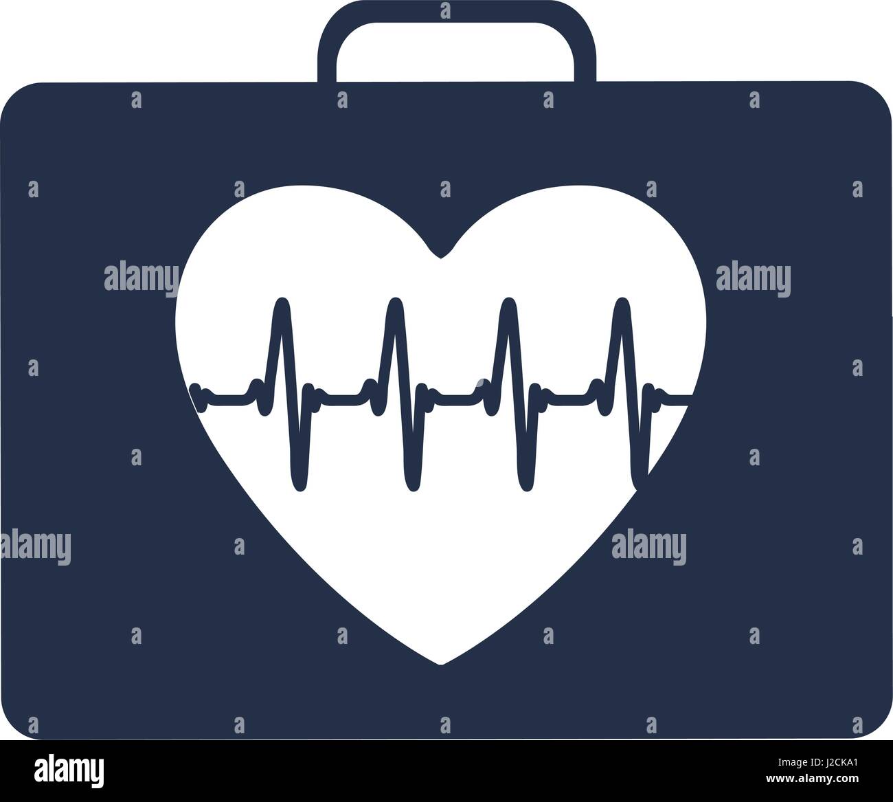 white background with dark blue first aid kit for heart health Stock ...
