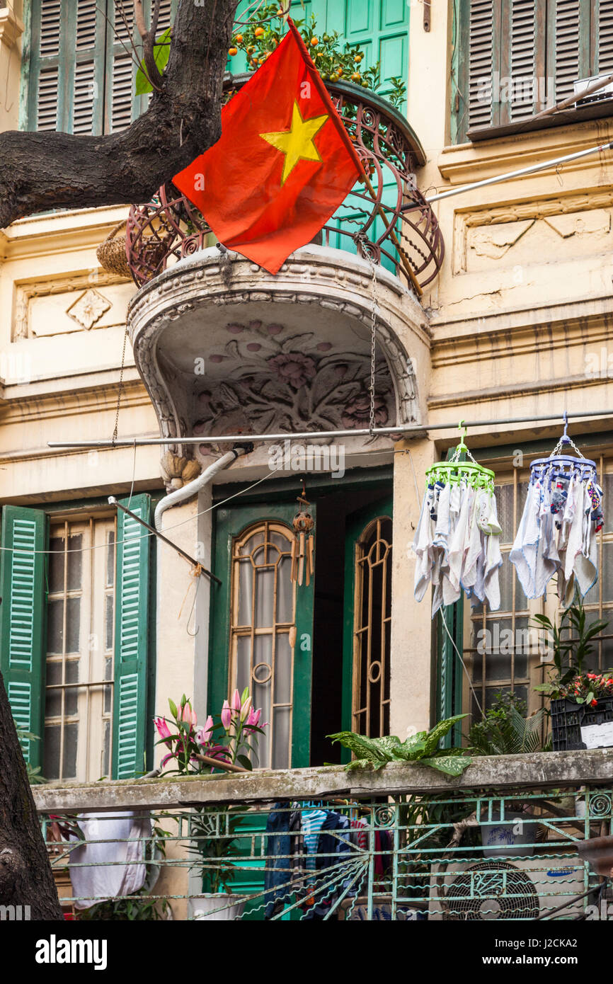 Vietnam, Hanoi. Old Hanoi, balcony Stock Photo - Alamy