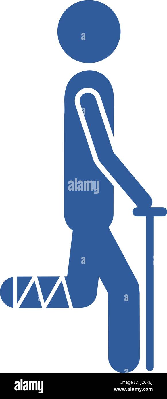 color silhouette pictogram bandaged leg patient icon flat Stock Vector ...