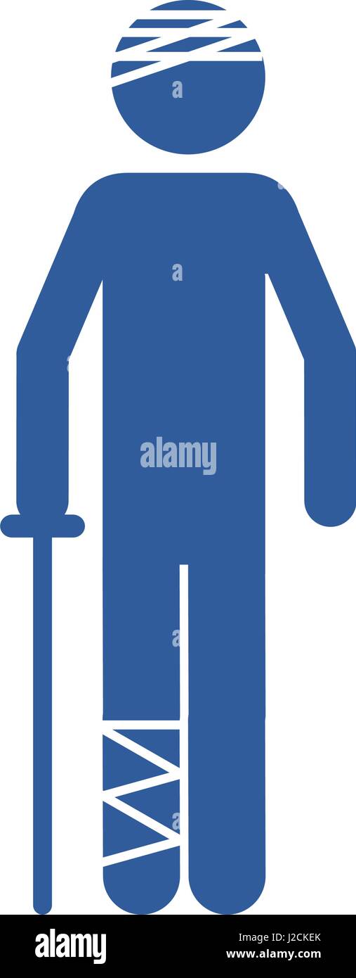 color silhouette pictogram bandaged patient icon flat Stock Vector ...