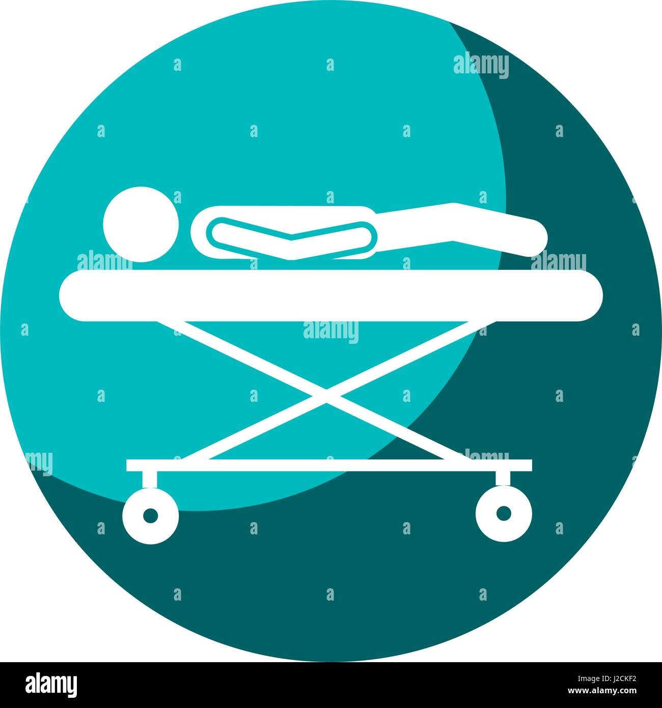 color circular frame shading with pictogram lay down patient in ...