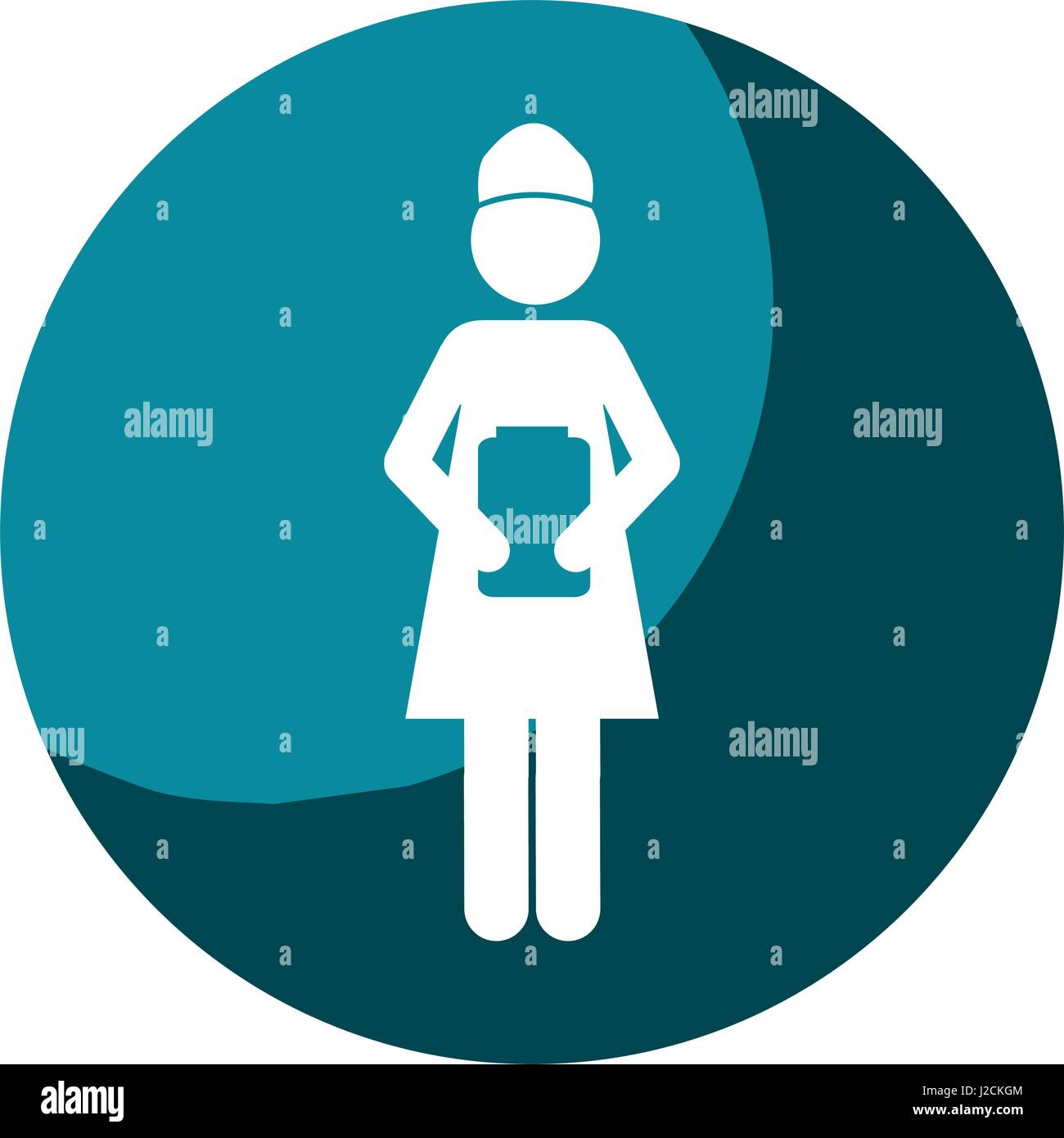 color circular frame shading with pictogram of woman nurse icon Stock ...