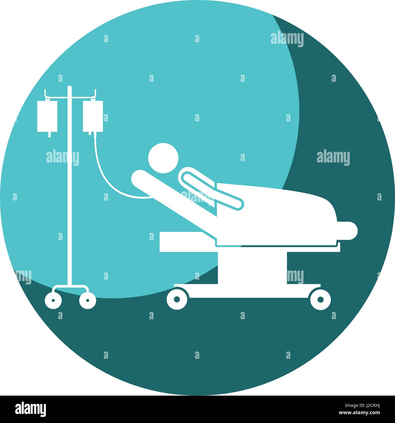 color circular frame shading with pictogram person hospitalized in ...