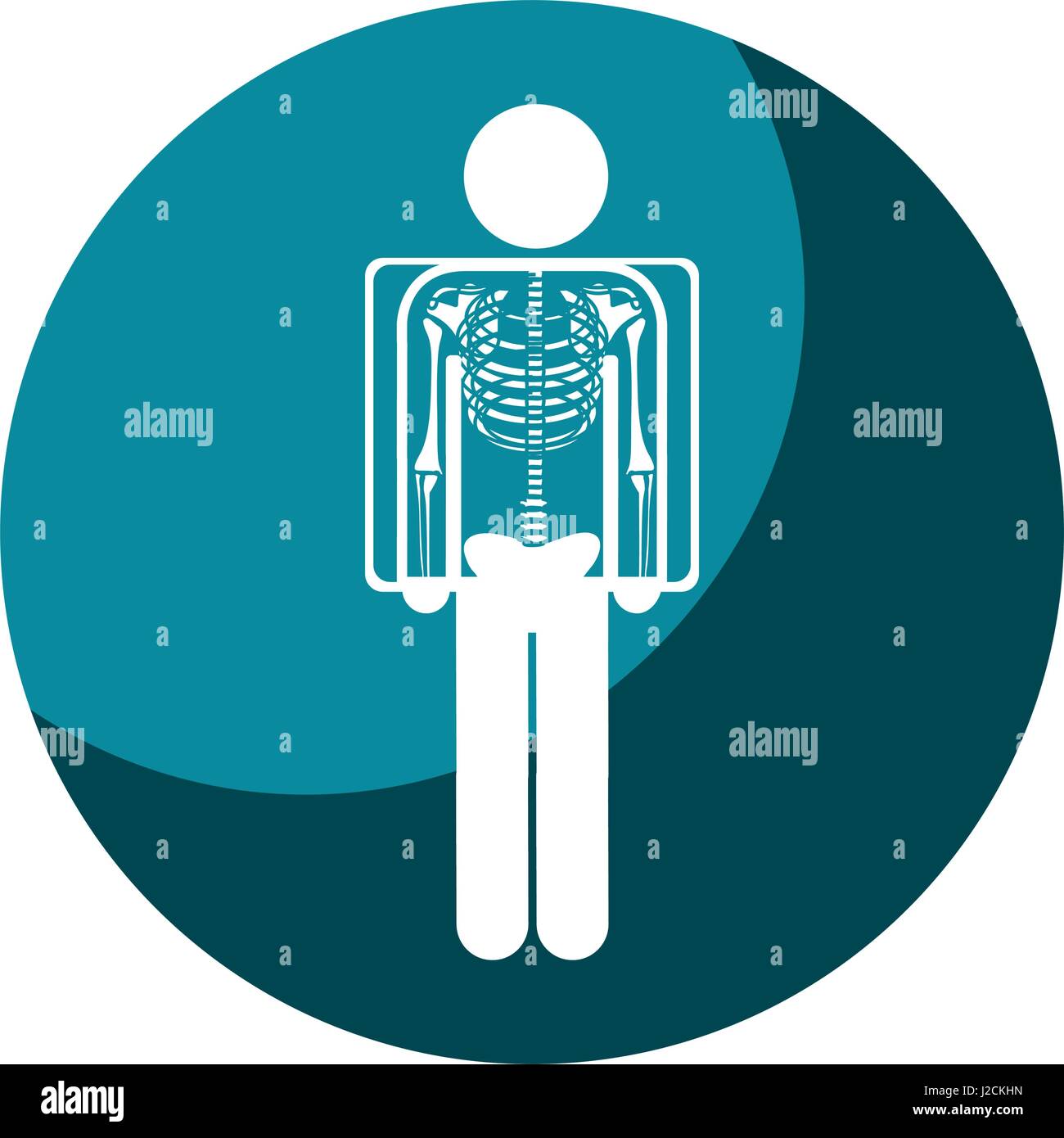 color circular frame shading with pictogram patient and radiography ...
