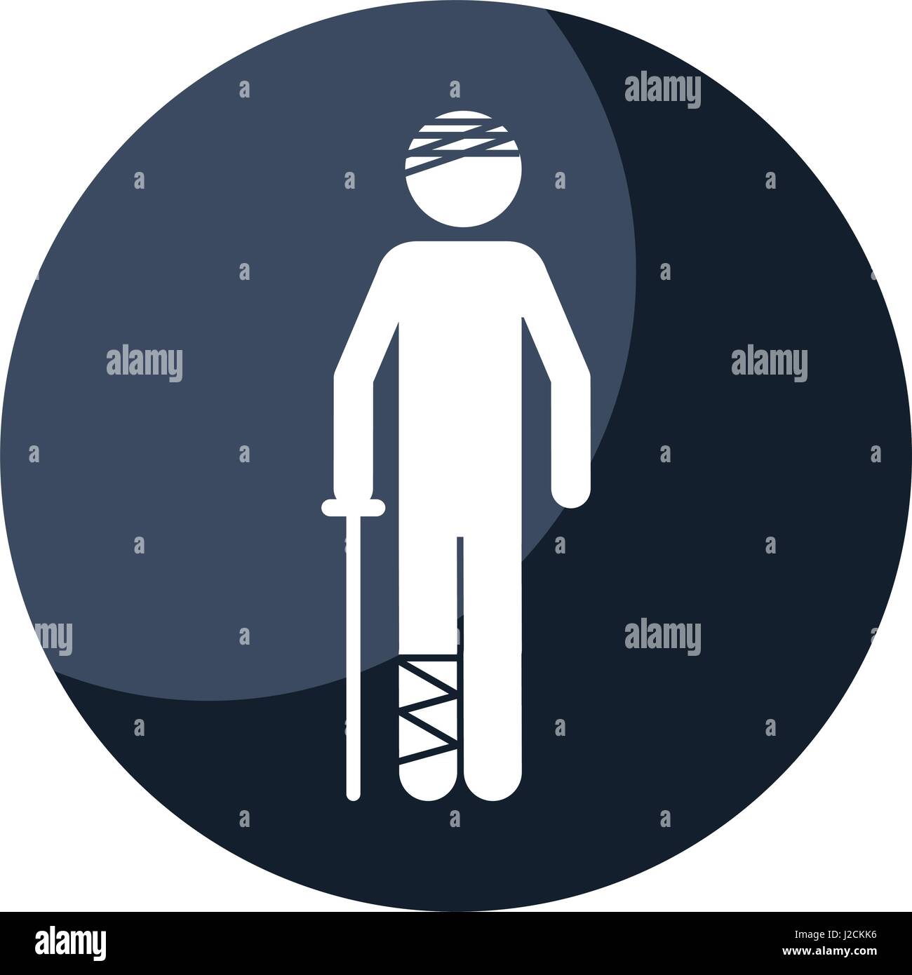 color circular frame shading with pictogram bandaged patient icon flat ...