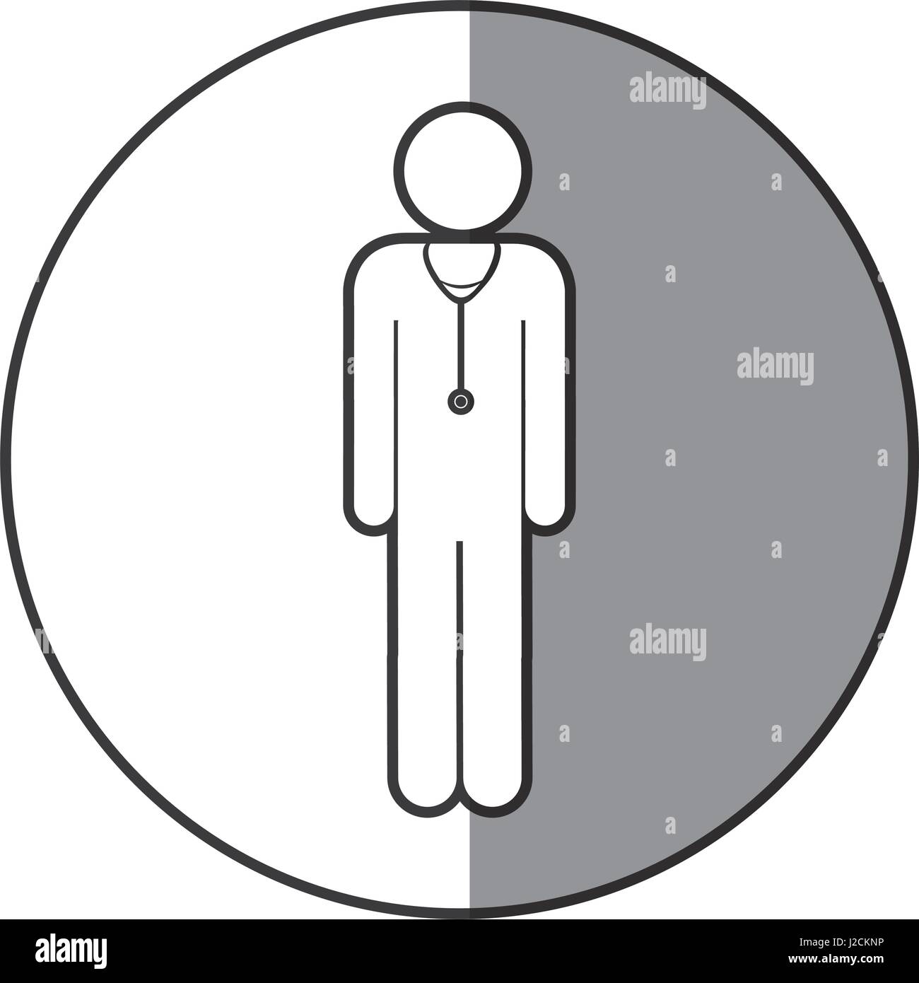 grayscale circular frame shading with pictogram male doctor with ...