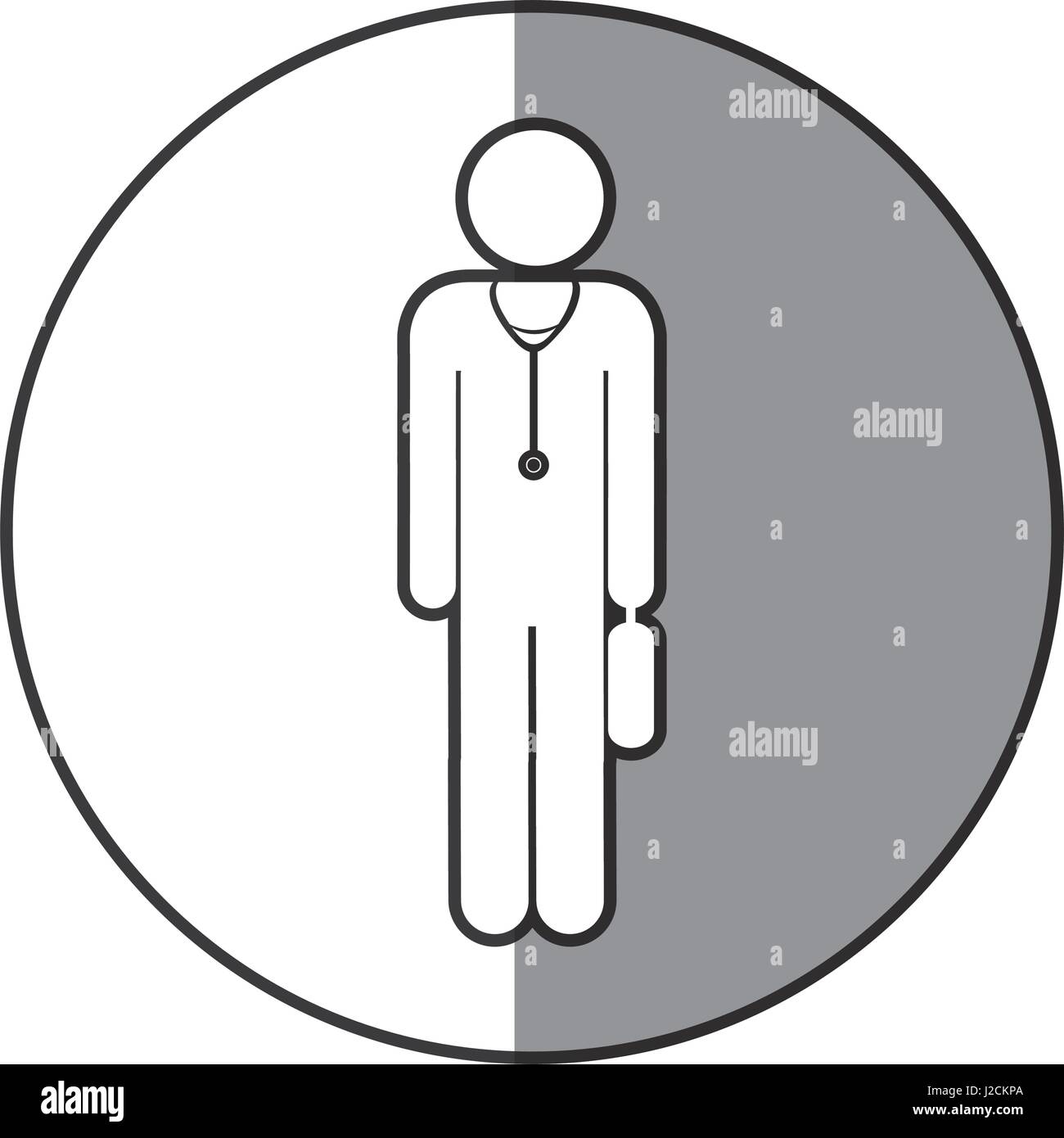 grayscale circular frame shading with pictogram male doctor with ...