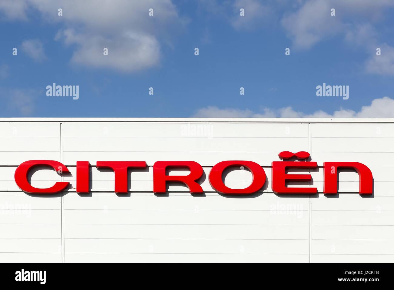 Villefranche, France - September 20, 2015: Citroen logo on a facade of ...