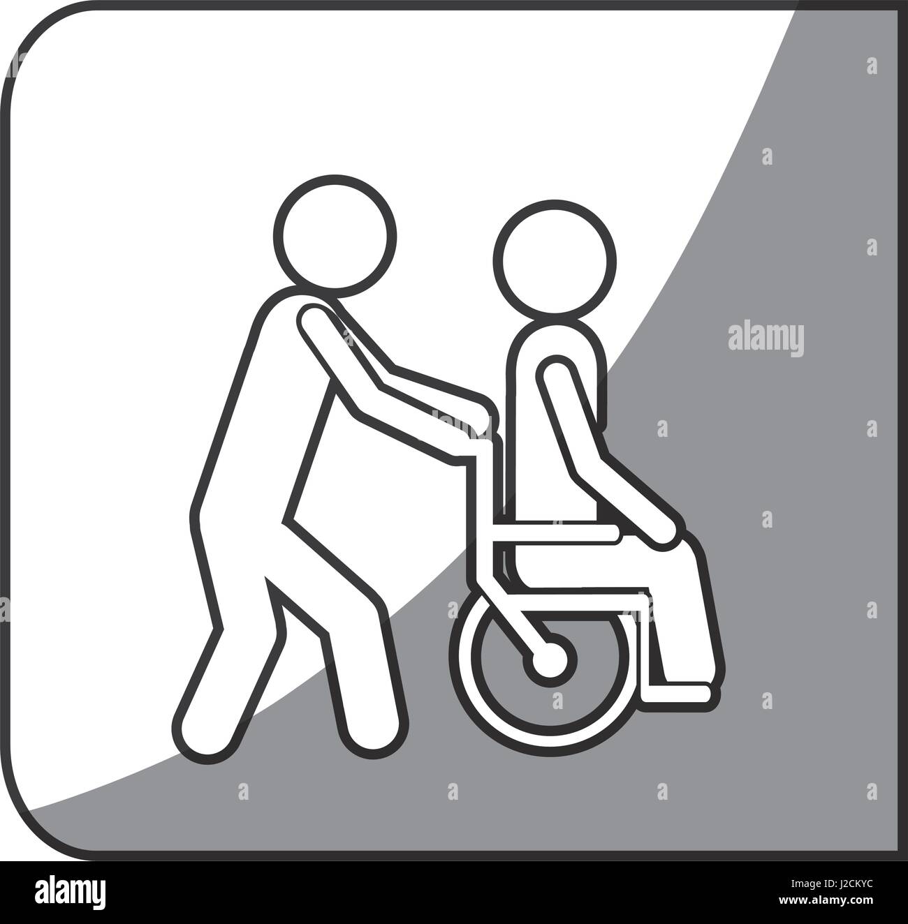 grayscale square frame shading with person helping another push a ...