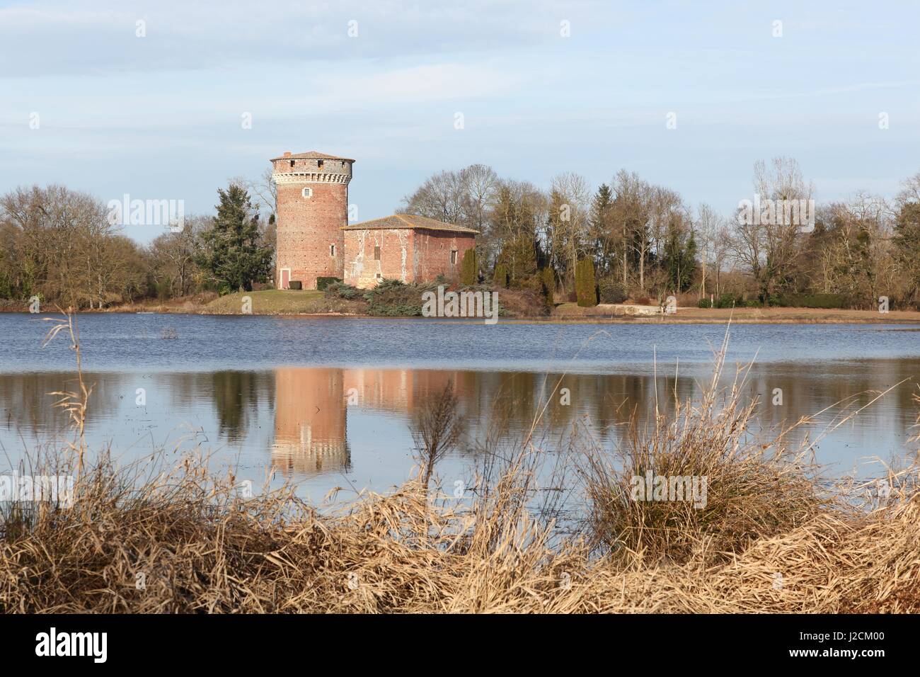 Medieval tower of Le Plantay in la Dombes region, France Stock Photo ...