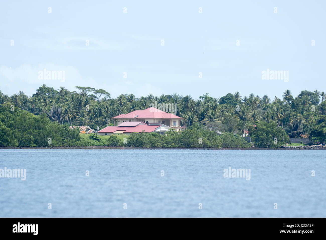 Indonesia, Maluku Utara, Kabupaten Halmahera Utara, house on an island ...