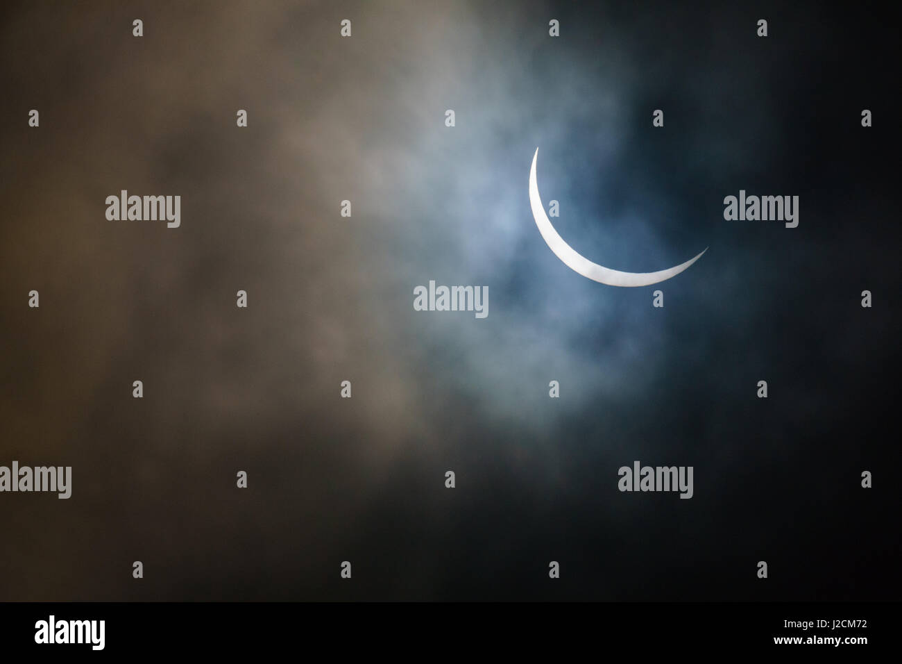 Indonesia, Maluku Utara, Kabupaten Halmahera Timur, Moon at night sky ...