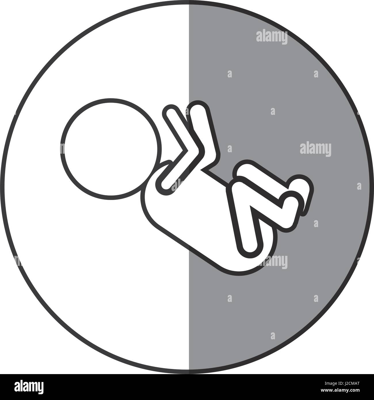 grayscale circular frame shading with pictogram of little baby lying ...
