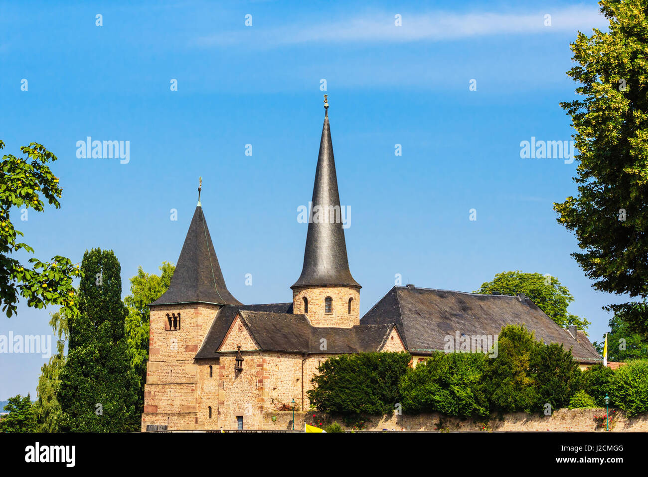 Cathedral Square with Michael Church in historical Fulda, Germany Stock ...