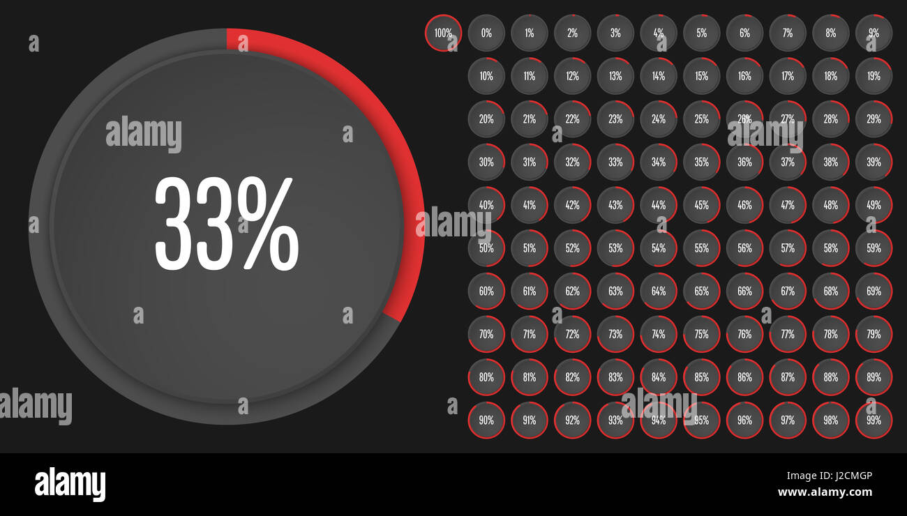 Set of circle percentage diagrams from 0 to 100 ready-to-use for web ...