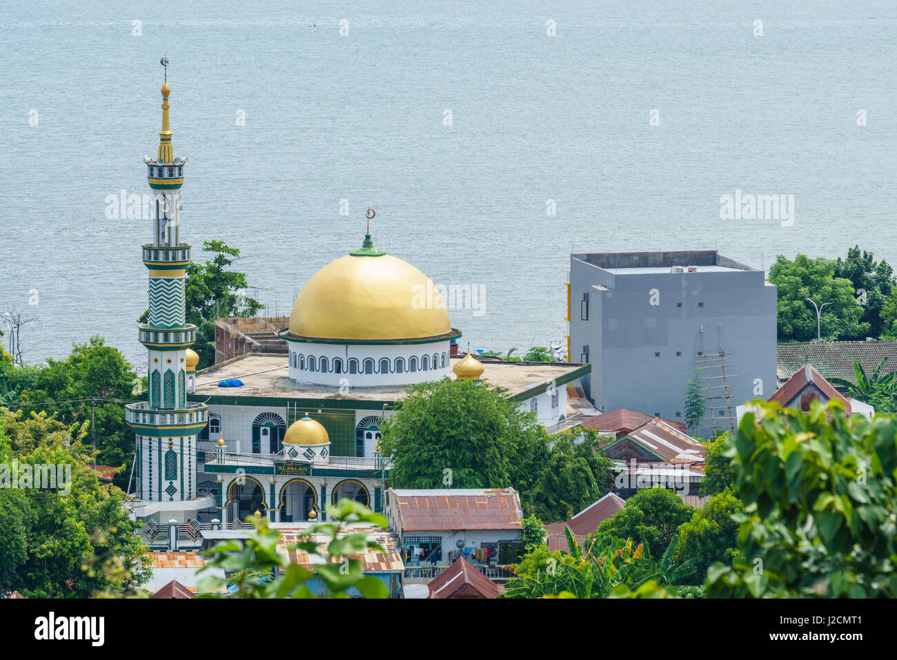 Indonesia, Sulawesi Selatan, Kota Pare-Pare, Mosque by the sea in Pare ...