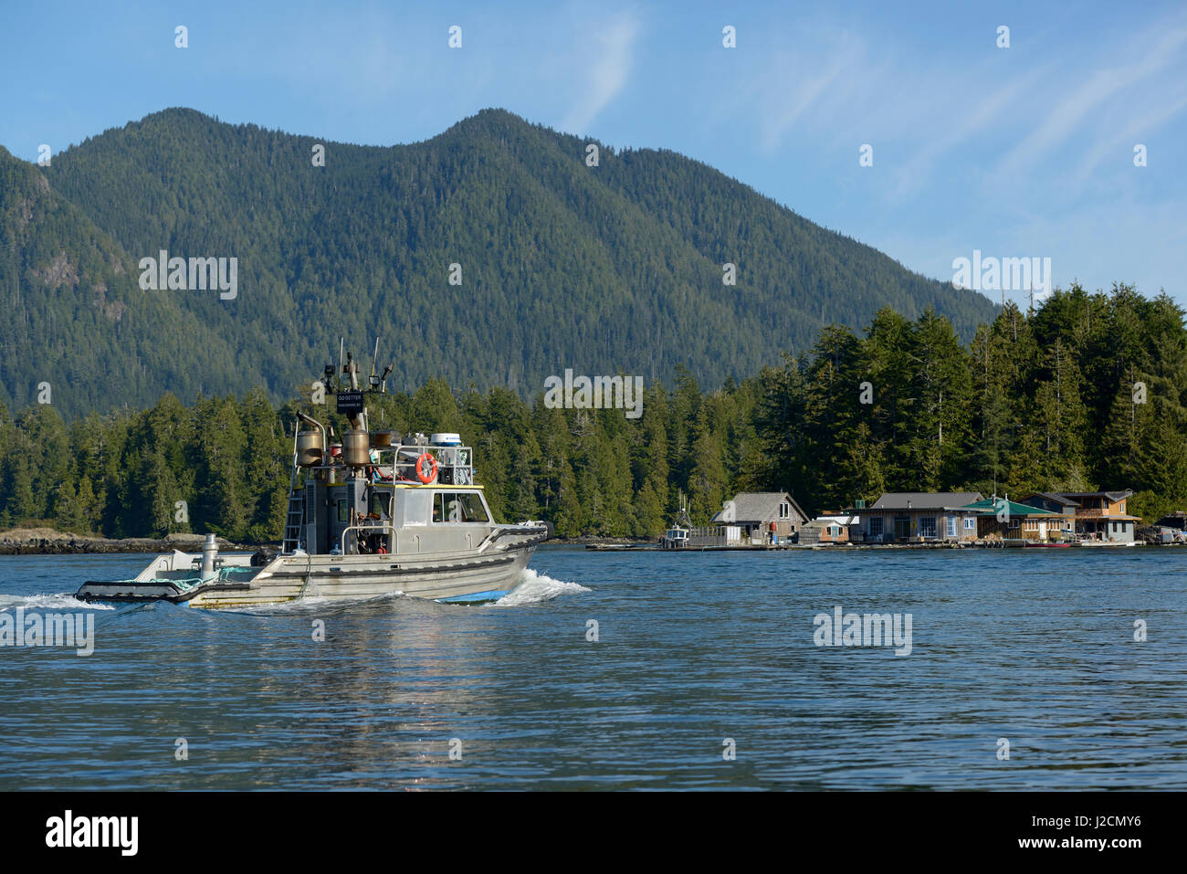Canada, British Columbia, Vancouver Island. Aluminum motorboat Go ...