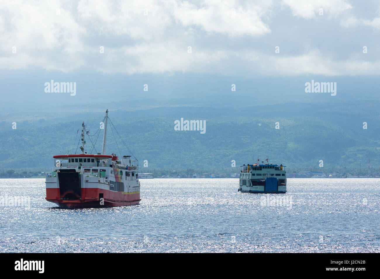 Indonesia, Java Timur, Two ferries on the sea from Gilimanuk to Java ...