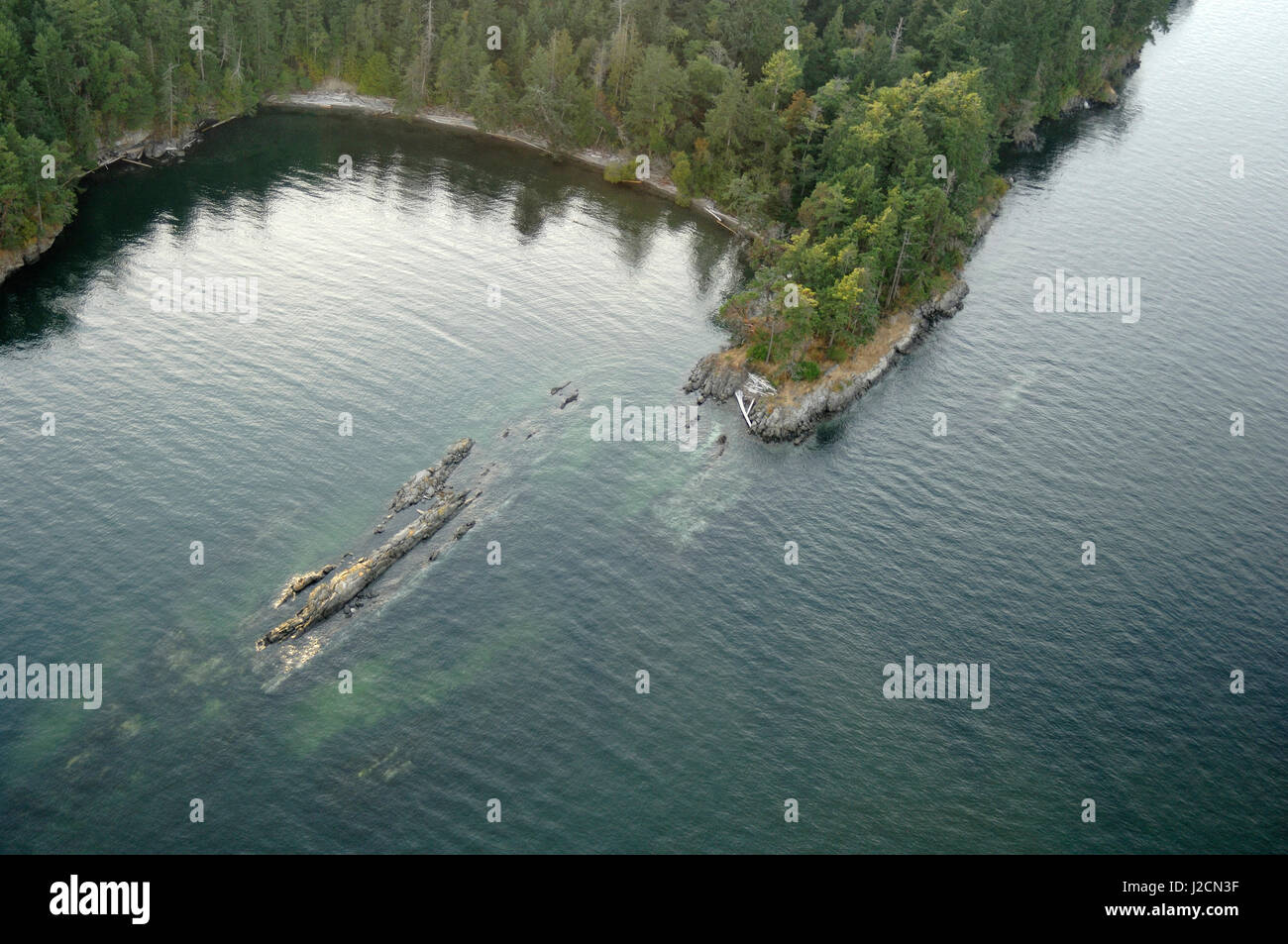 Canada, British Columbia, Gulf Islands, Portland Island. Aerial photo ...