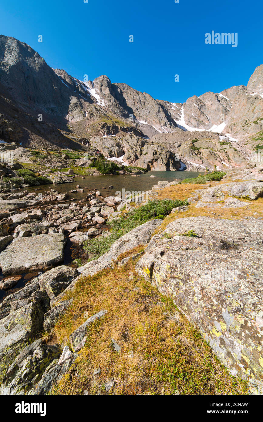 Morning view of Sky Pond, Rocky Mountain National Park, Colorado Stock ...