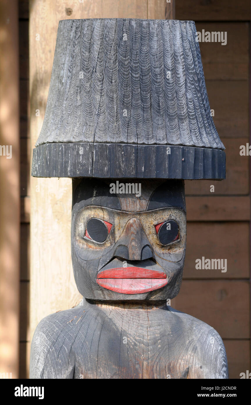 Canada, British Columbia, Vancouver Island. Totem pole located at the ...