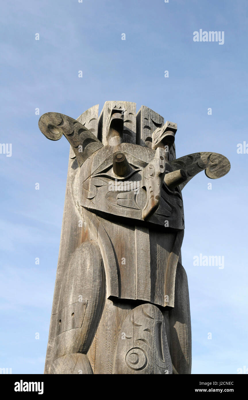 Canada, British Columbia, Vancouver Island. Totem pole located at the ...