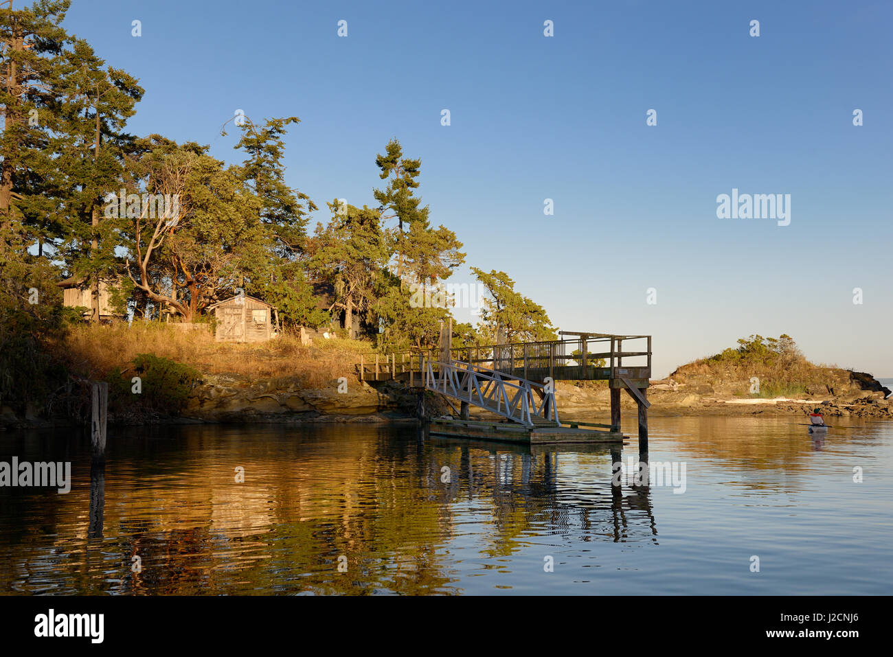 Canada, British Columbia, Gulf Islands, Portland Island. Old wharf and ...