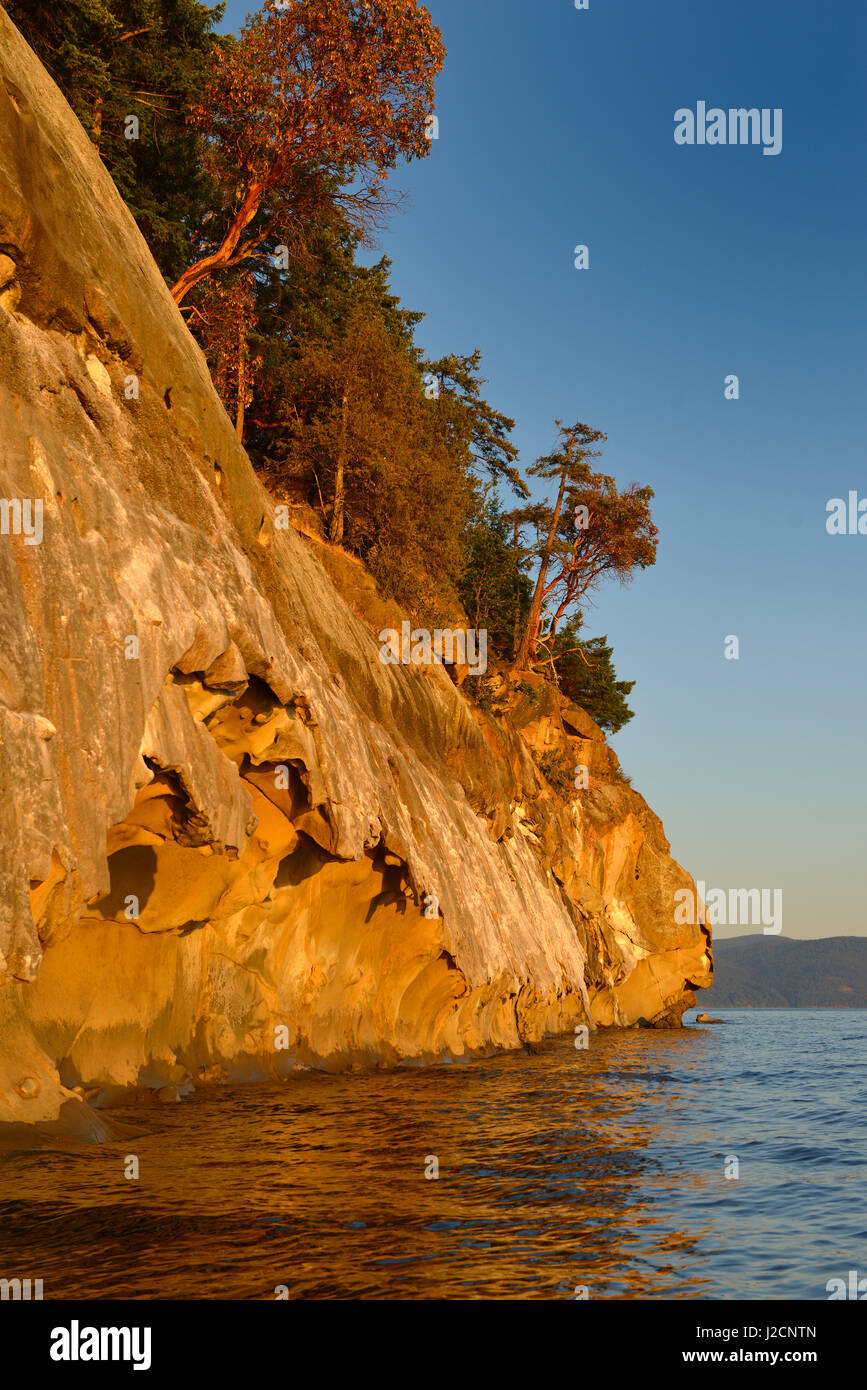 Canada, British Columbia, Gulf Islands, Tent Island. Towering sandstone ...
