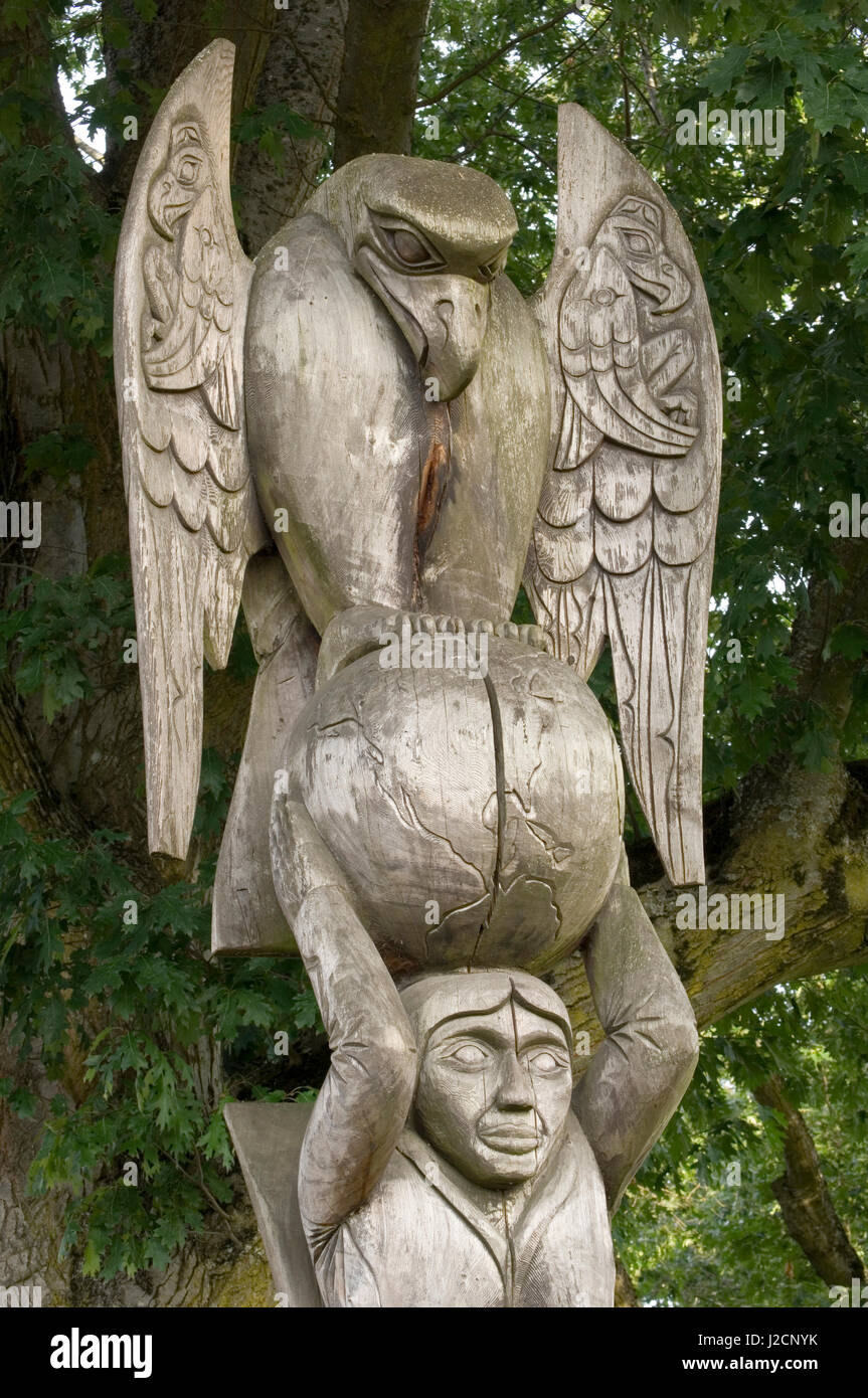 Canada, British Columbia, Vancouver Island. Rick Hansen Totem, Carver ...