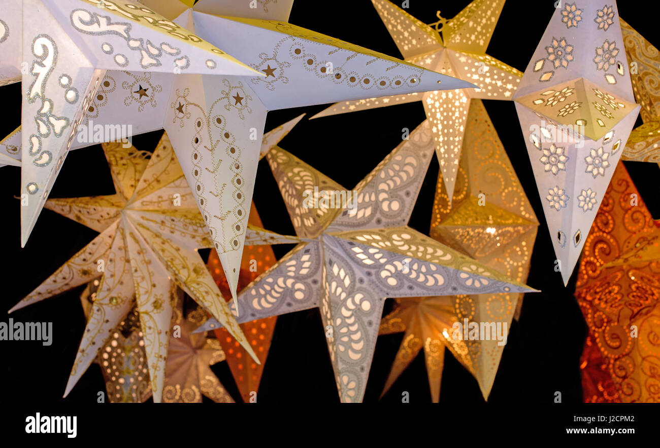 paper lanterns on black background Stock Photo - Alamy