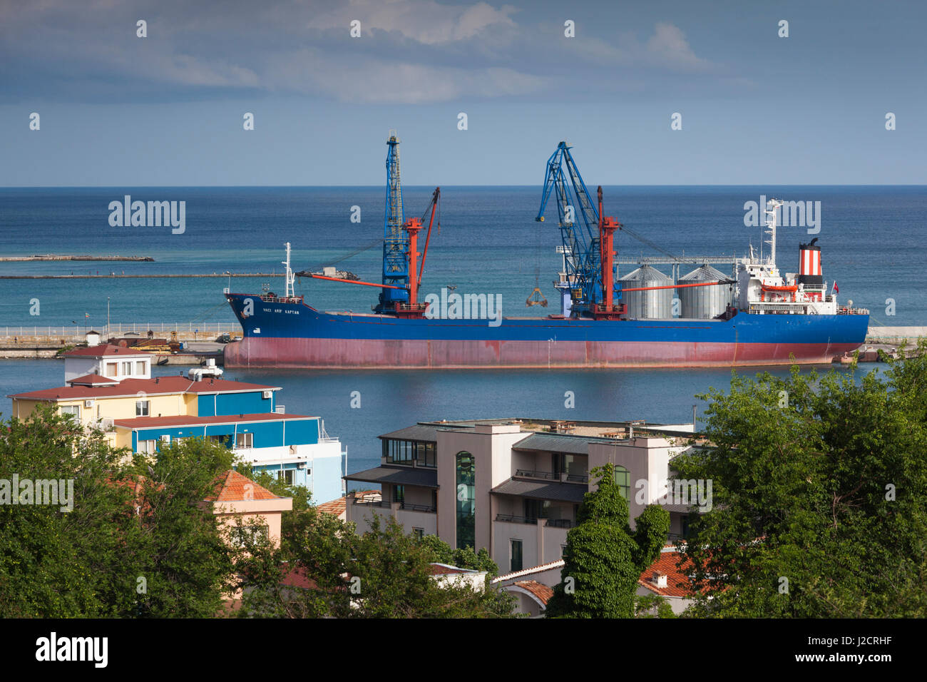 Bulgaria, Black Sea Coast, Balchik, elevated view of the port Stock ...