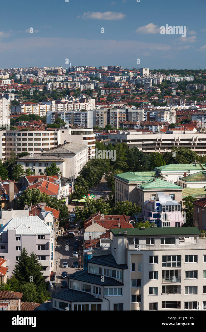 Bulgaria, Danube River and Northern Plains, Ruse, elevated city view ...