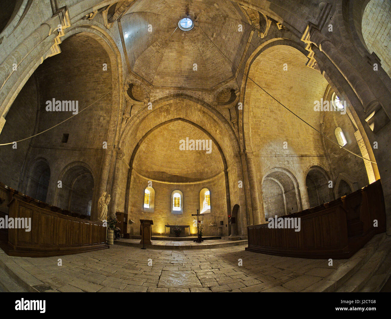 France, Provence, Seananque Abbey, Interior of the Romanesque ...
