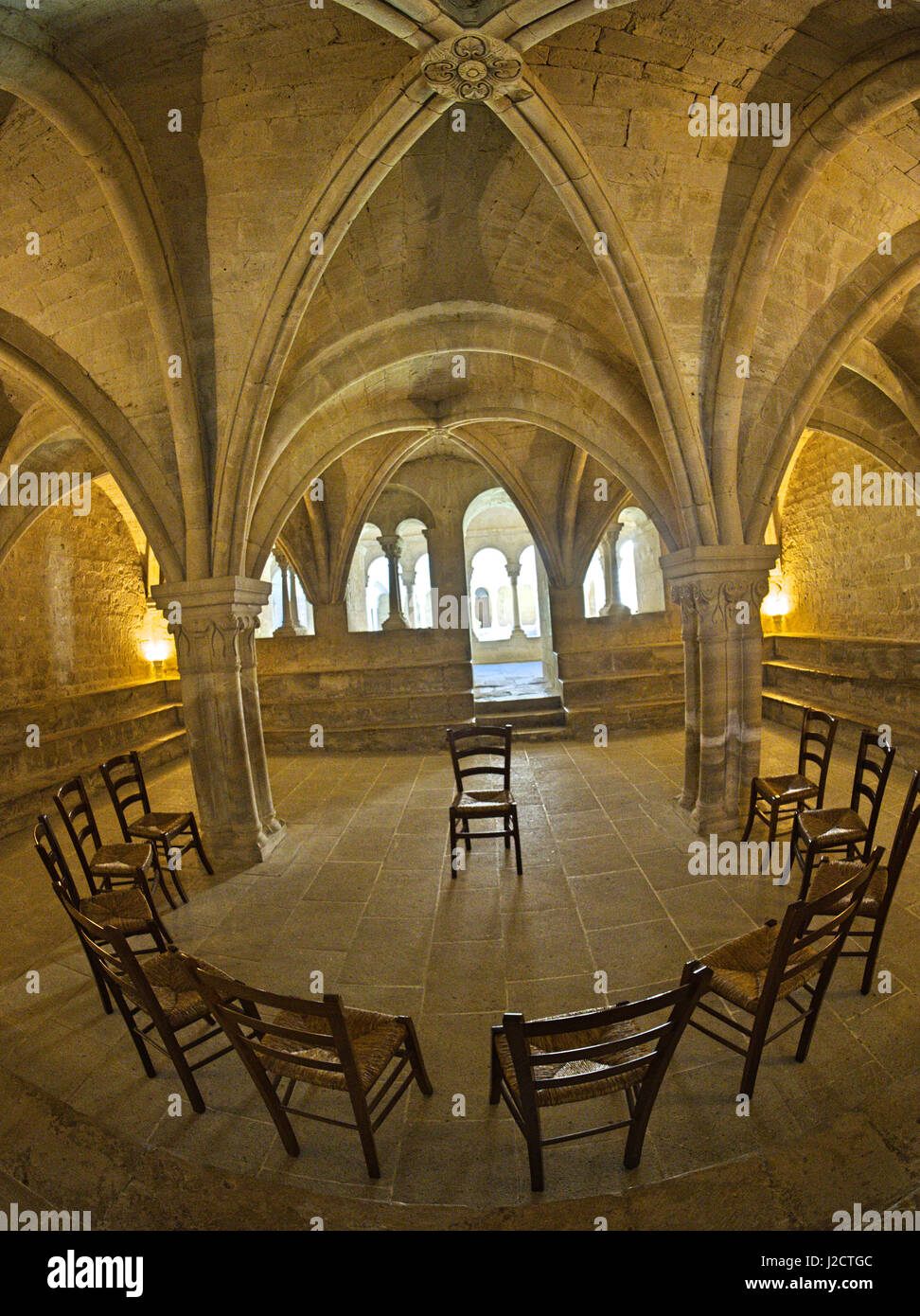 France, Provence, Seananque Abbey, Interior of the Romanesque ...