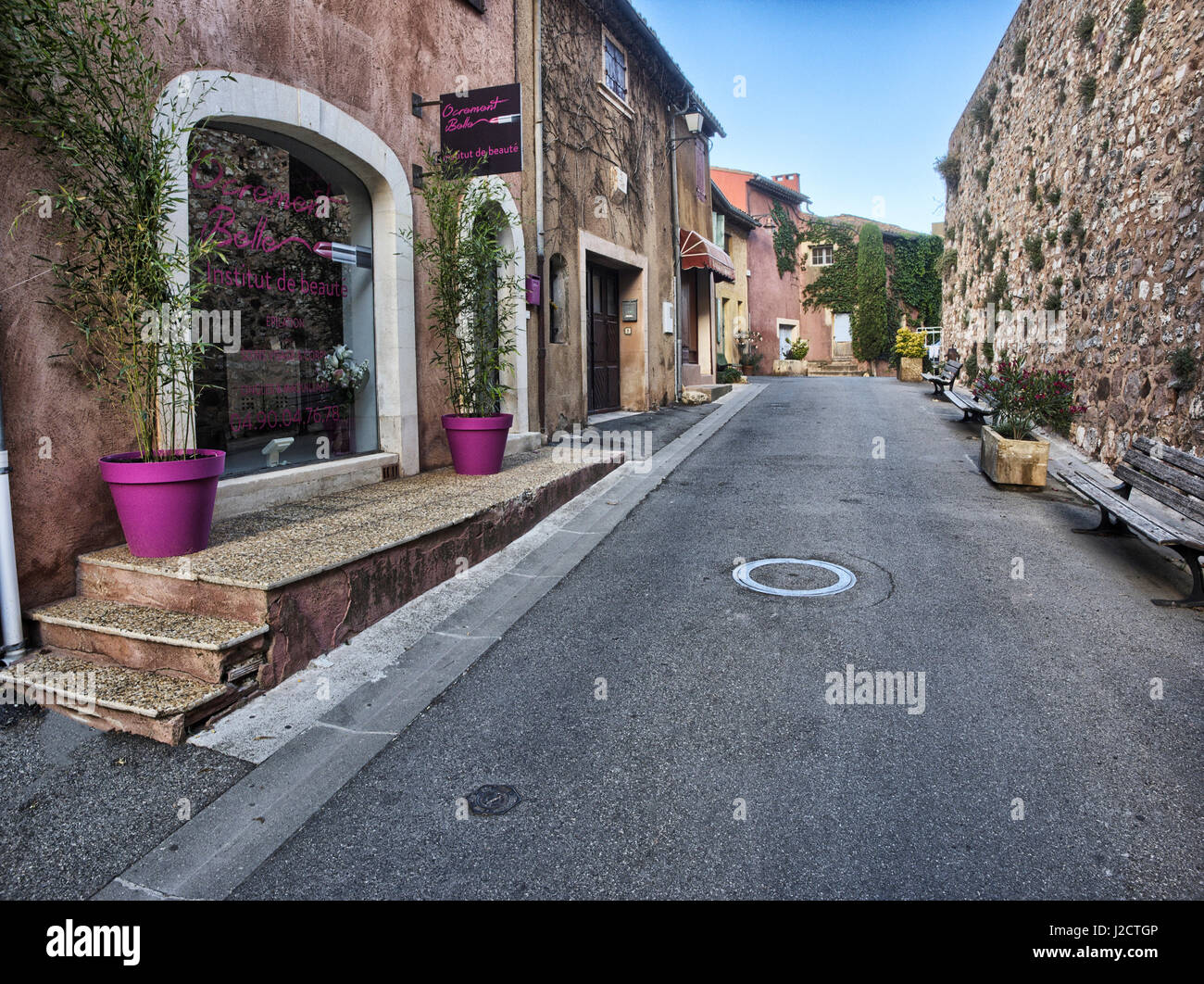 France, Provence, Roussillon, Town scenes of colorful French Hillside ...