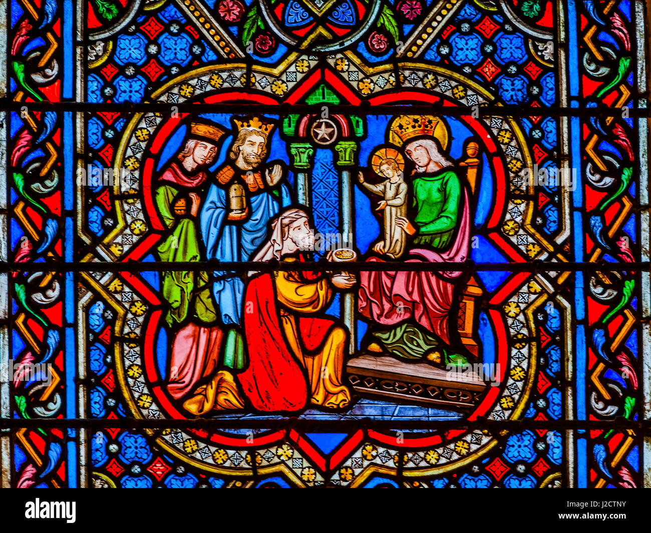 Three Kings Mary Jesus Christ Stained Glass Notre Dame Cathedral Paris ...