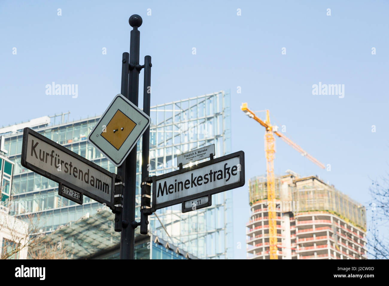 Germany, Berlin. Street signs and building construction. Credit as: Wendy Kaveney / Jaynes ...