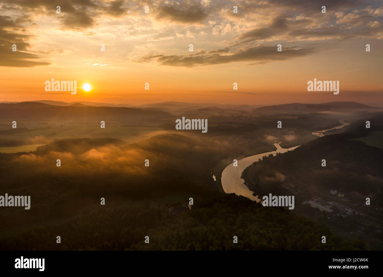 Elbe Sandstone Mountains (Elbsandsteingebirge) in the Saxon Switzerland ...