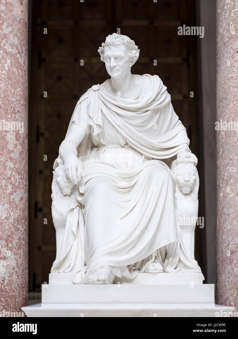Walhalla or Walhalla Temple near Donaustauf in Bavaria. Bust of Ludwig ...