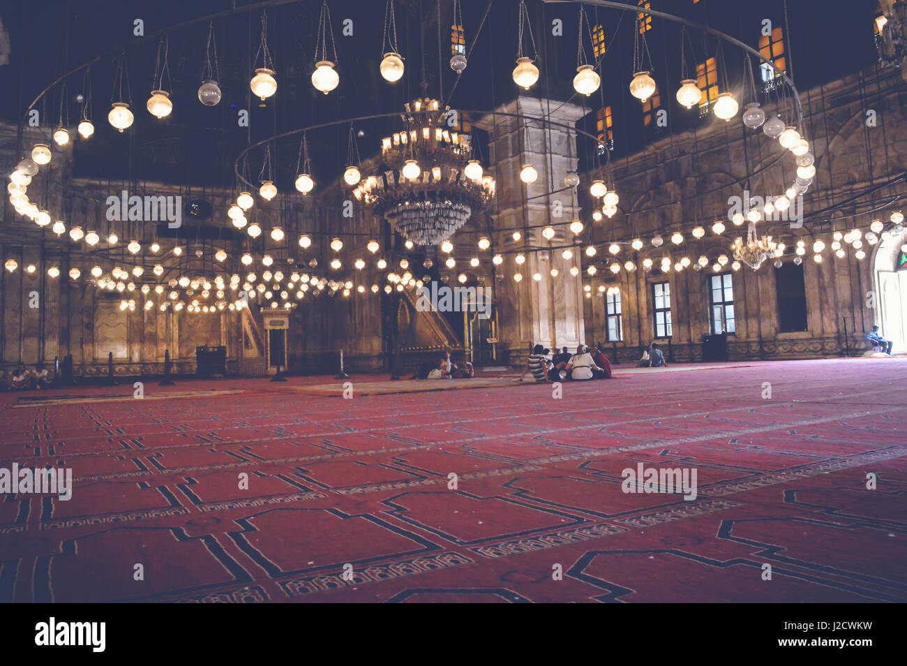 cairo, egypt, april 22, 2017: view of people inside muhammad ali mosque ...