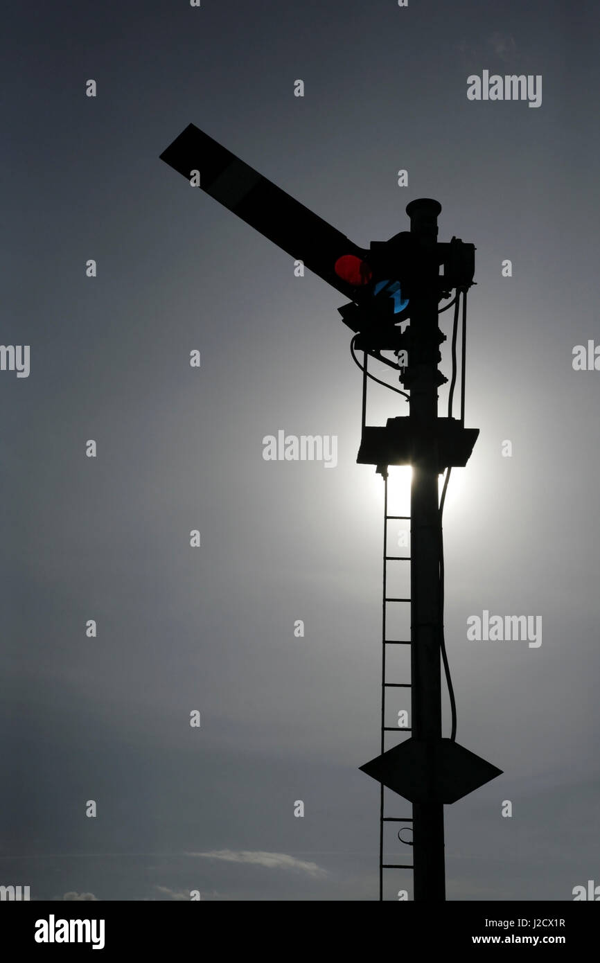 Old railway semaphore signal in the "go" or proceed position Stock ...