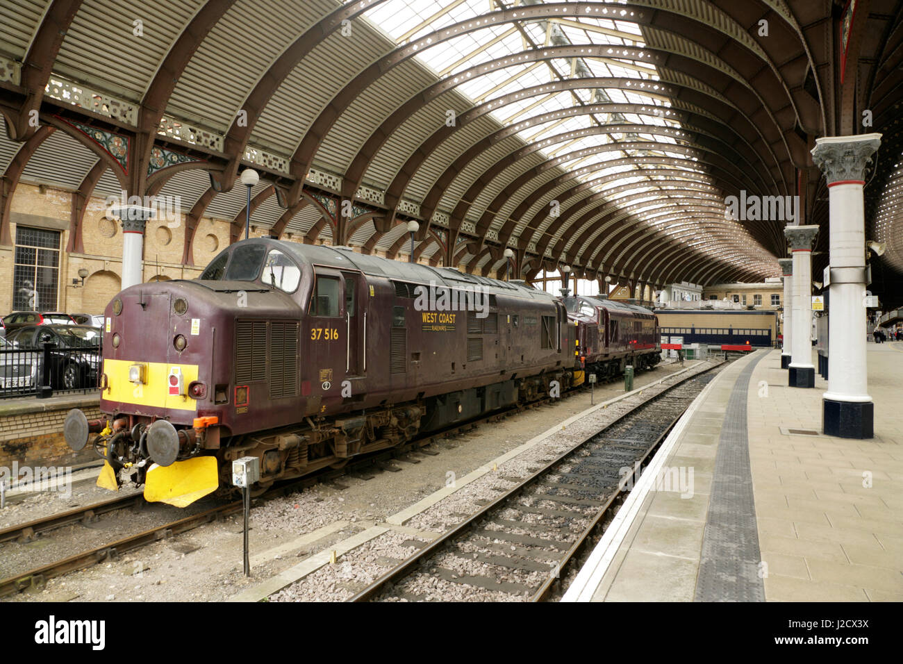 West Coast Railways Class 37 locomotives at York station, UK Stock ...
