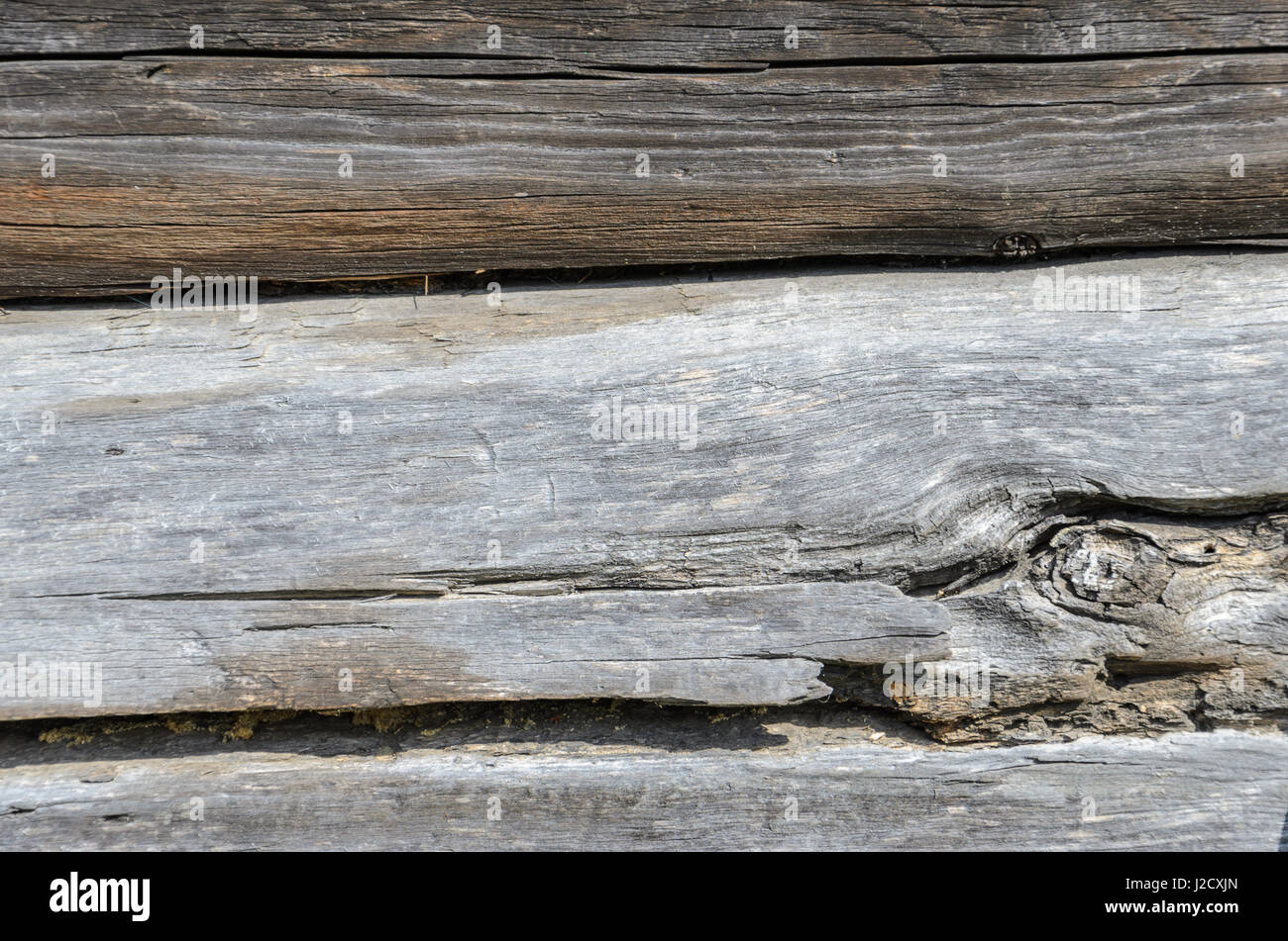 Rustic Log Wall Horizontal Grey Gray Background. Fragment Of Unpainted ...
