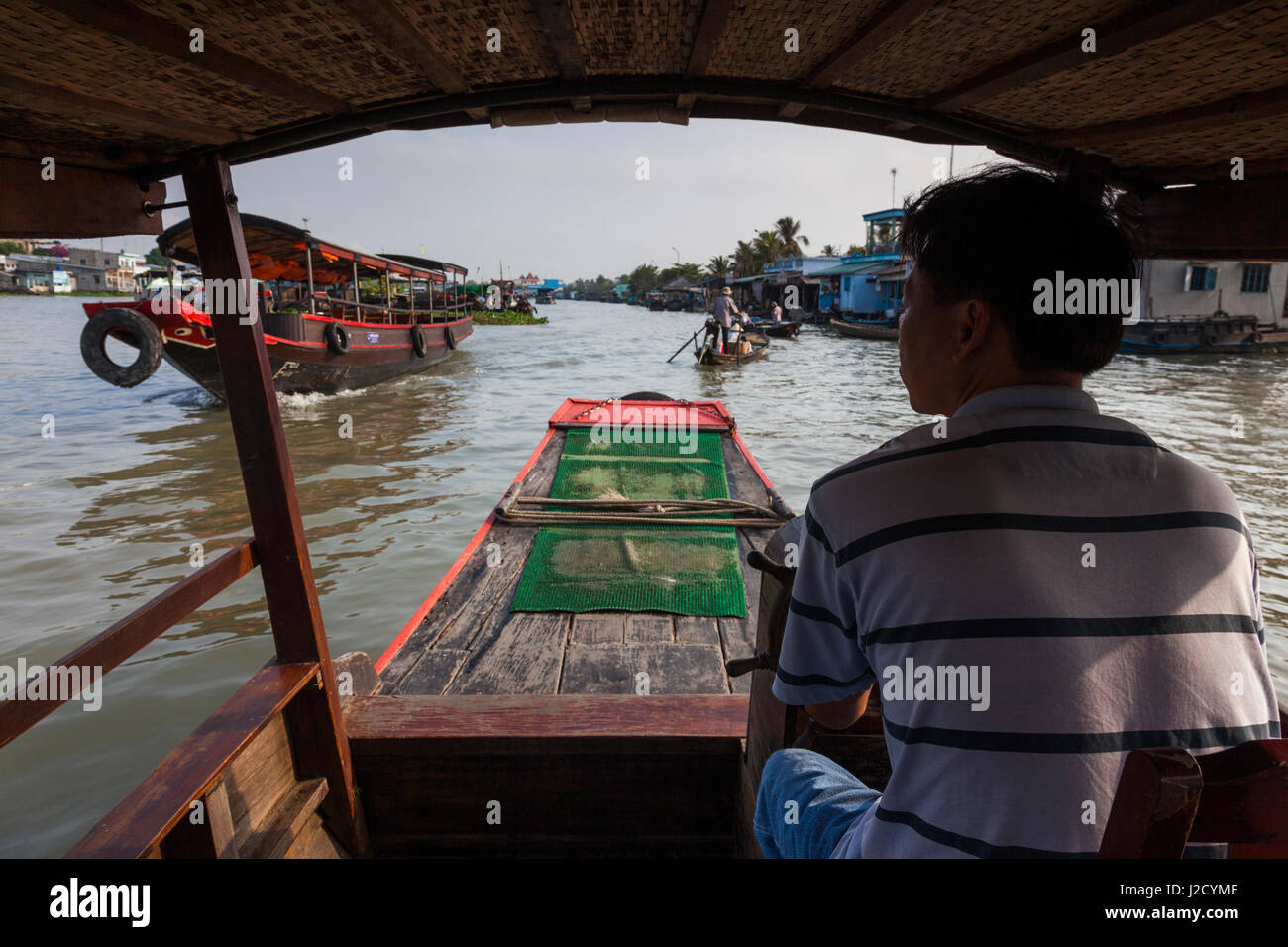 Vietnam, Mekong Delta. Cai Be, Cai Be Floating Market, view from small ...