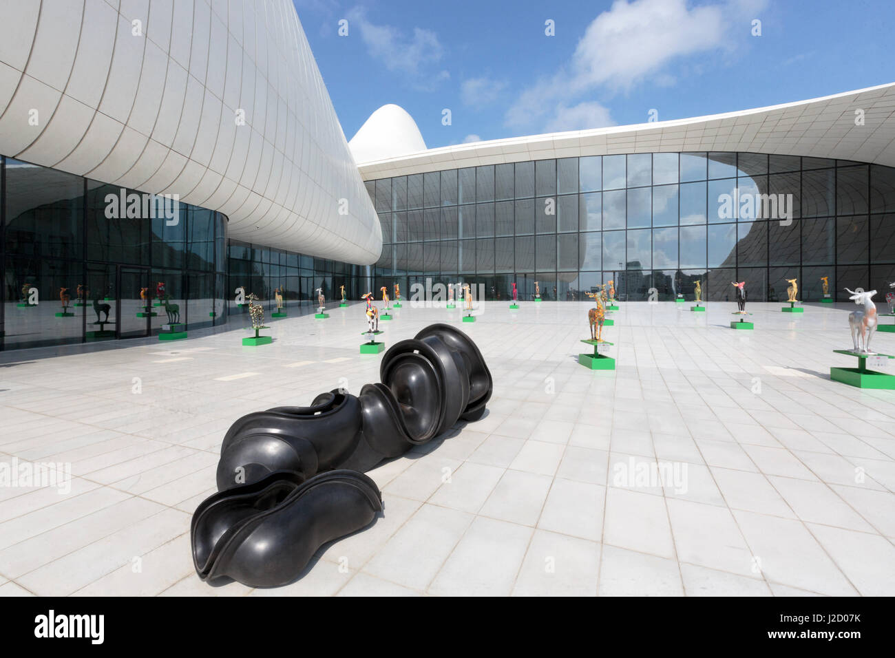 Azerbaijan, Baku. Art in front of the Heydar Aliyev Center in Baku ...
