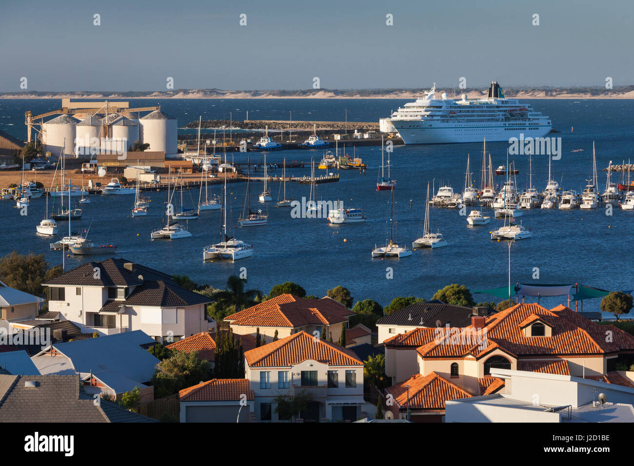 Australia, Bunbury, elevated view of port, dusk Stock Photo - Alamy